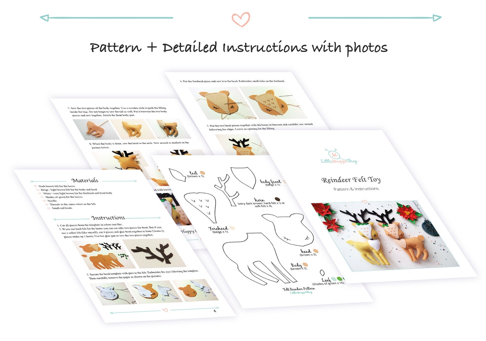 Felt Reindeer Pattern Felt Christmas Reindeer Christmas - Etsy