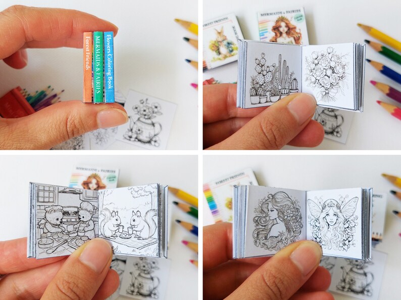 Miniature Coloring Books: Dollhouse Printable, 1/6, 1/12, 1/3 Scale ...