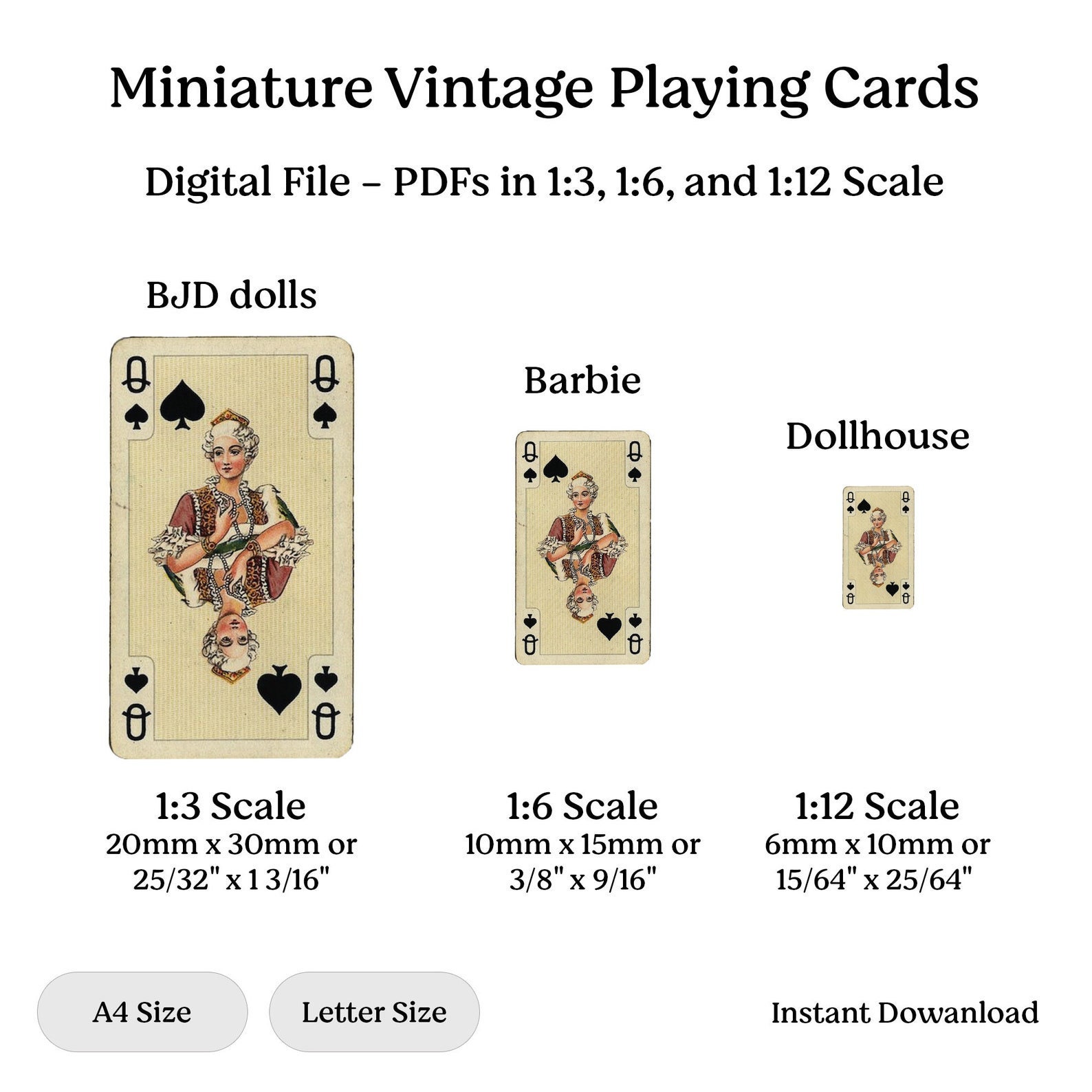 Printable Miniature Playing Cards Vintage Antique - Etsy