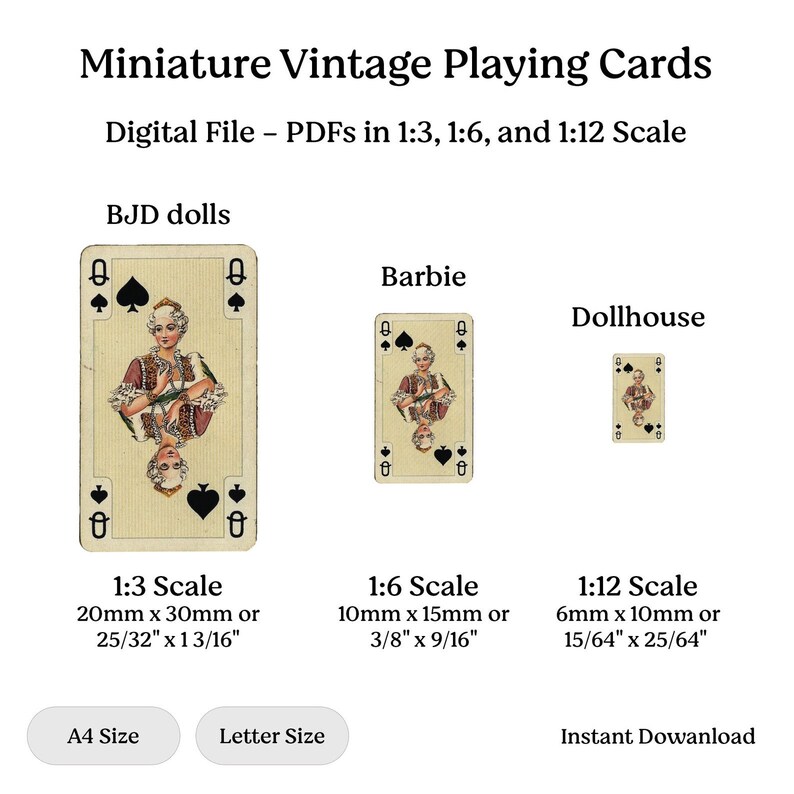 Printable Miniature Playing Cards Vintage Antique - Etsy