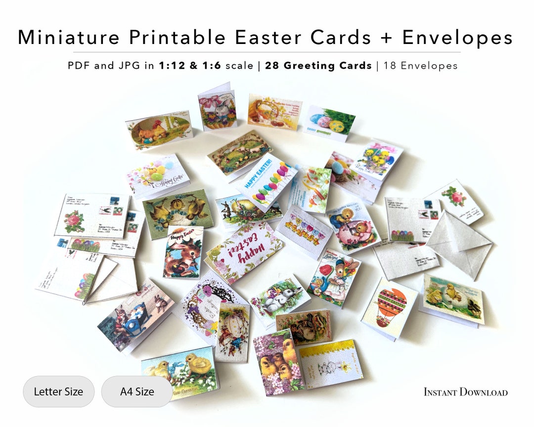 Miniature Printable Easter Greeting Cards With Envelopes | 1/12 | 1/6 ...