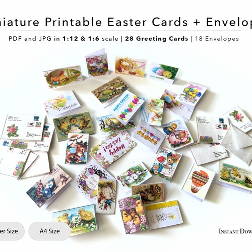 Miniature Printable Easter Greeting Cards With Envelopes - Etsy