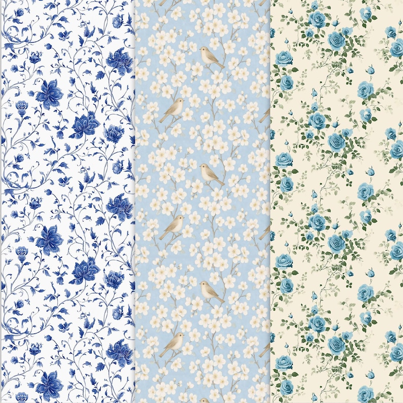 Dollhouse Wallpaper: 12 Seamless Floral Patterns (A4 & US Letter ...