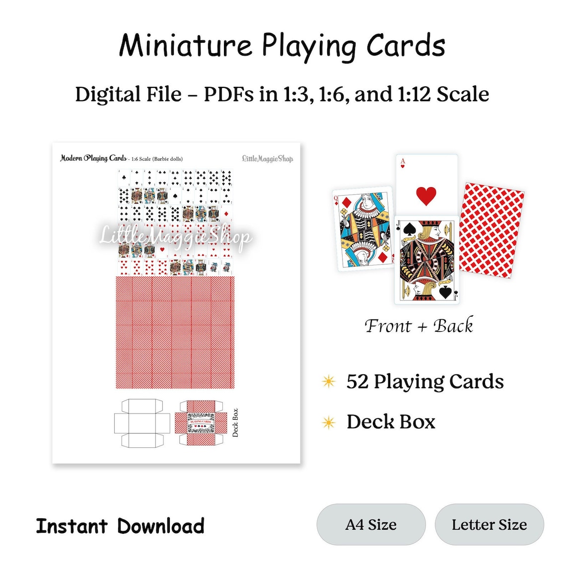 Printable Miniature Playing Cards Miniature Card Deck - Etsy