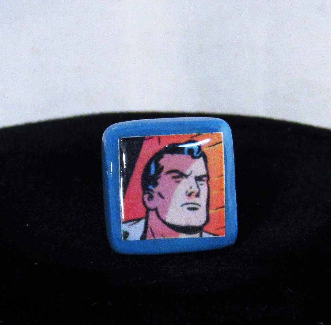 Superhero Tie Tack Superman Lapel Pin Men's Unisex Recycled Comic Book ...