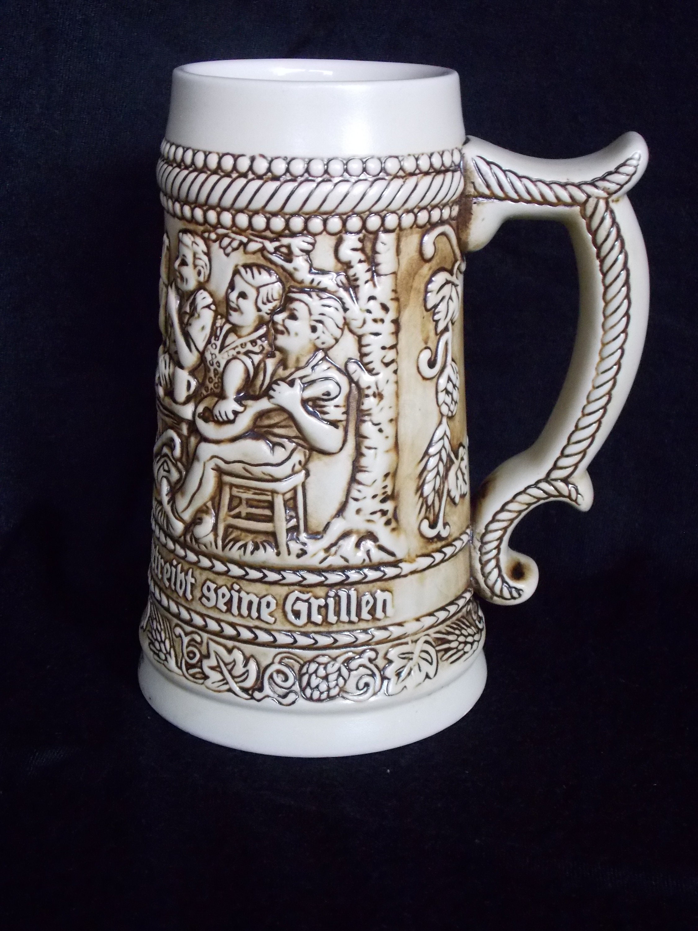 German Beer Mug With Tavern Scene, Bliesmengen-bolchen Germany, .05 ...