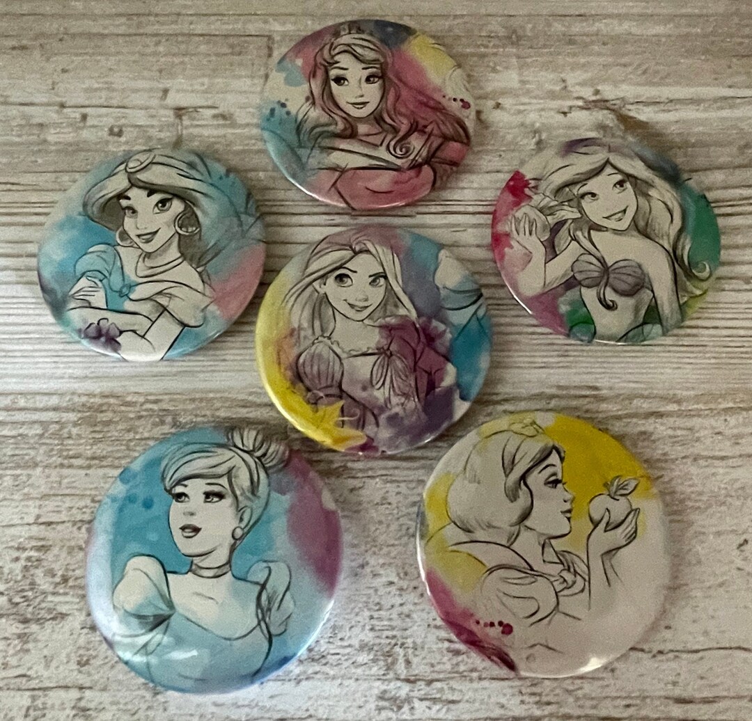 2.25" Buttons Made With Repurposed Wrapping Paper Featuring Princesses ...