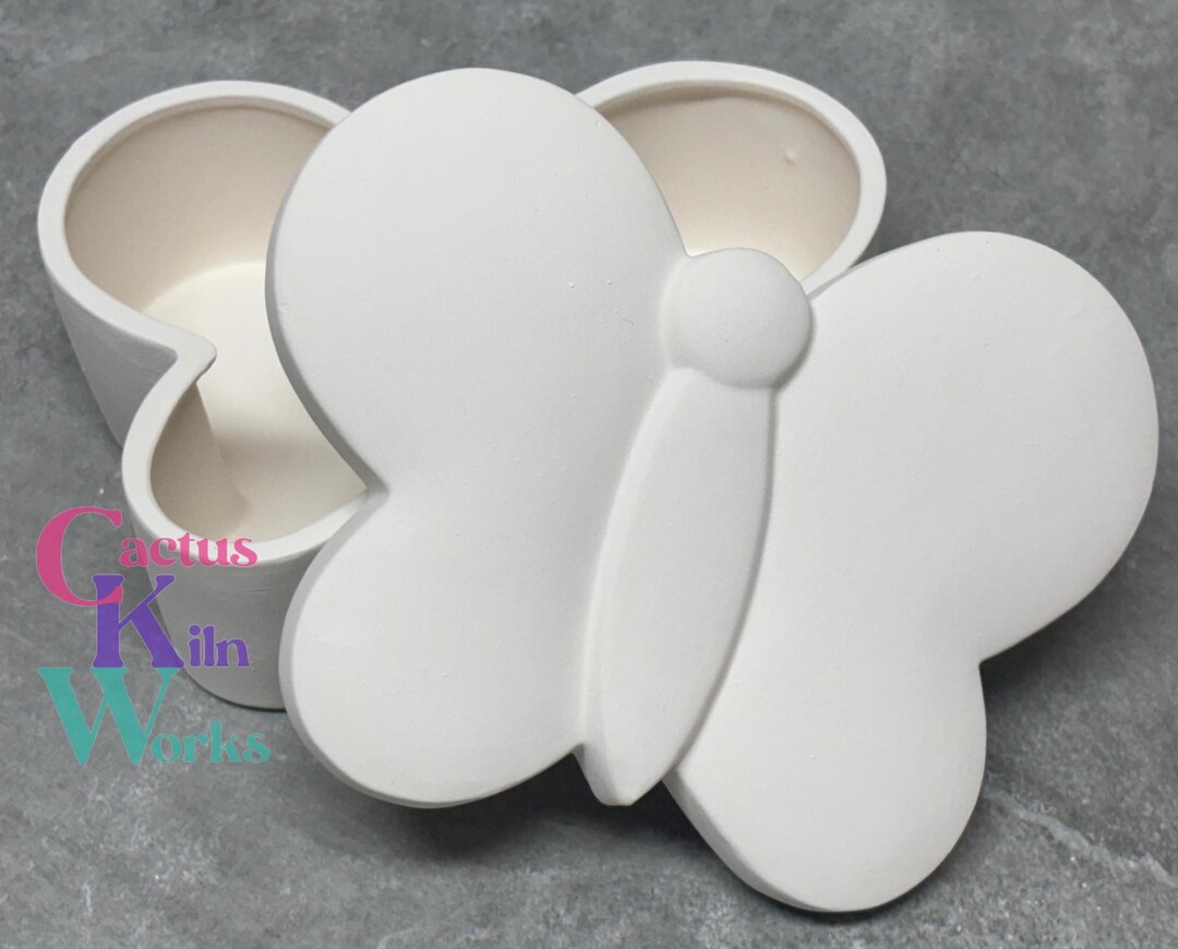Ceramic Bisque Paint Your Own Rounded Butterfly Trinket Box YOU PAINT ...