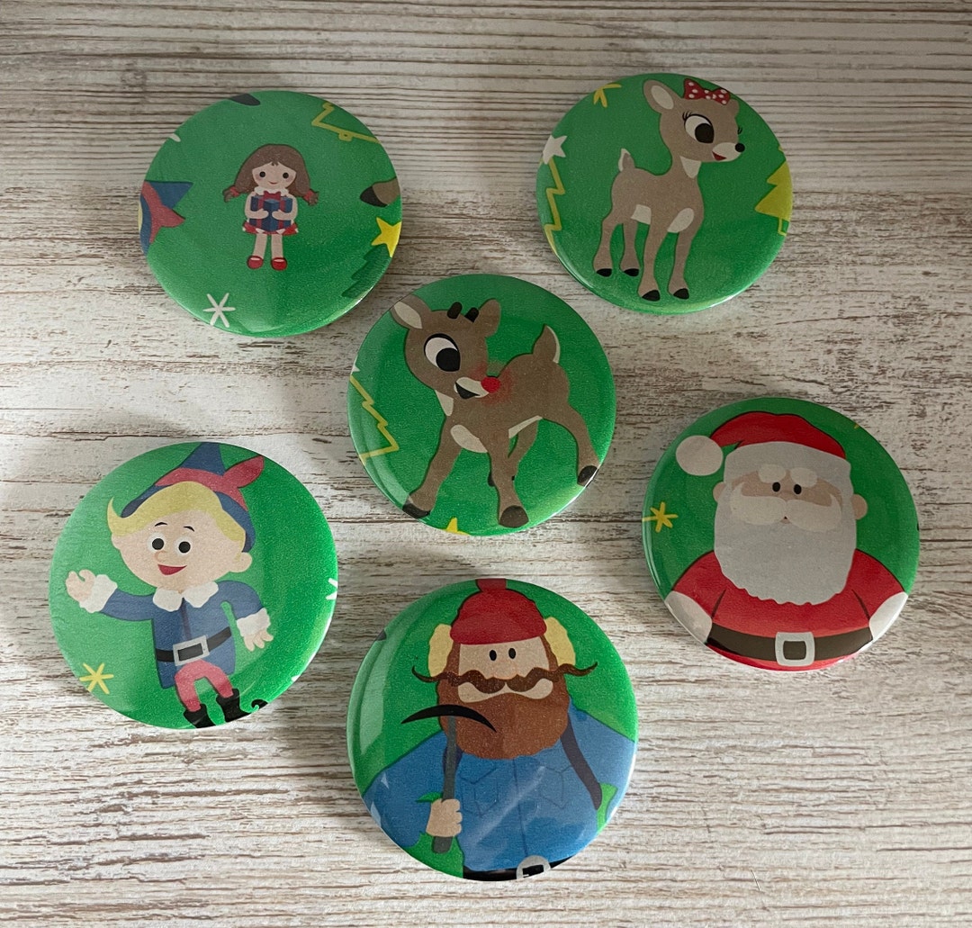2.25" Buttons Made With Repurposed Christmas Wrapping Paper Featuring ...