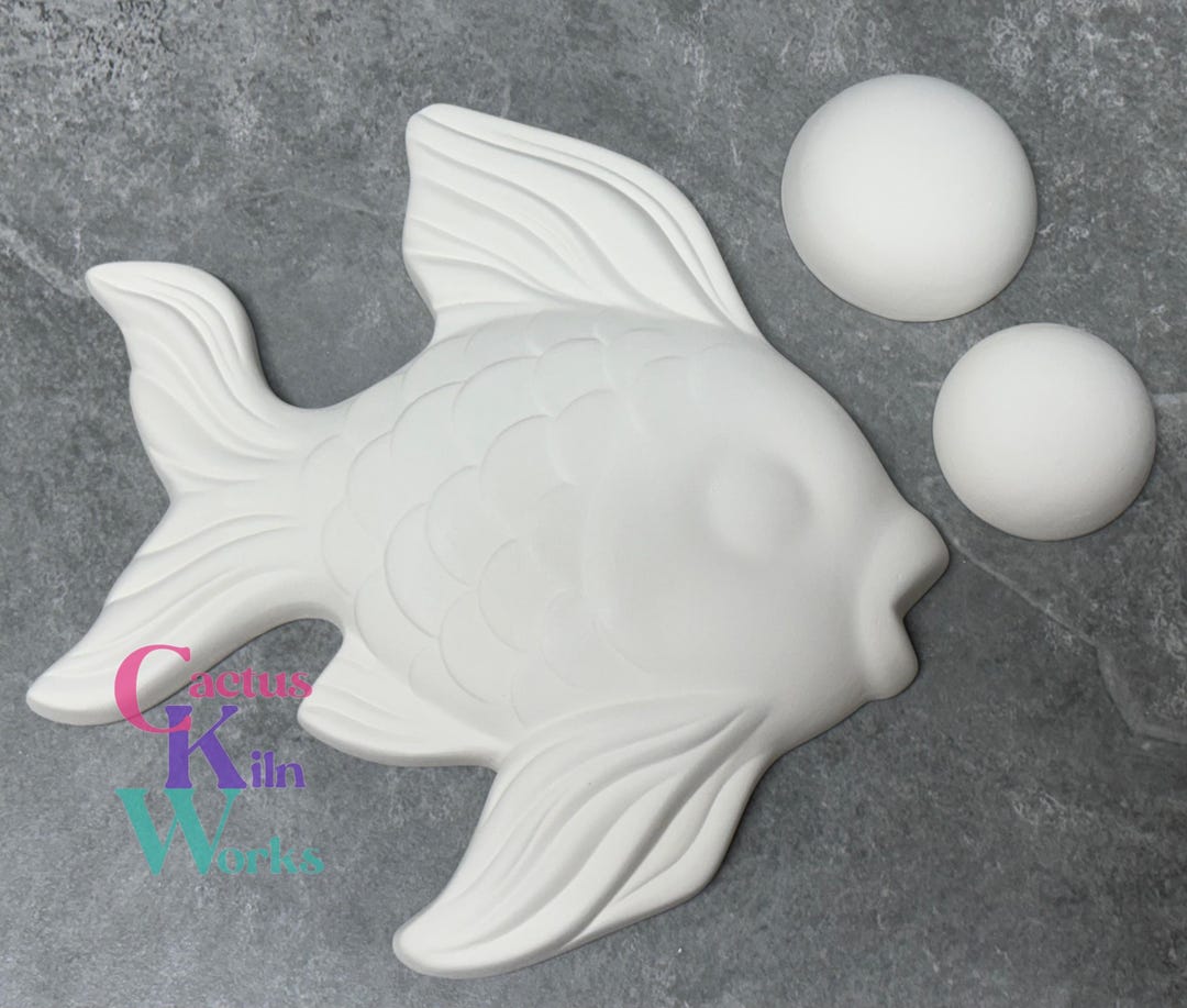 Ceramic Bisque Paint Your Own Big Fish & Bubbles Wall Decor YOU PAINT ...