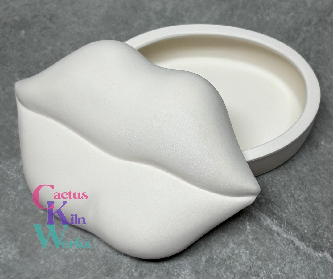 Ceramic Bisque Paint Your Own Big Lips Trinket Box YOU PAINT DIY ...