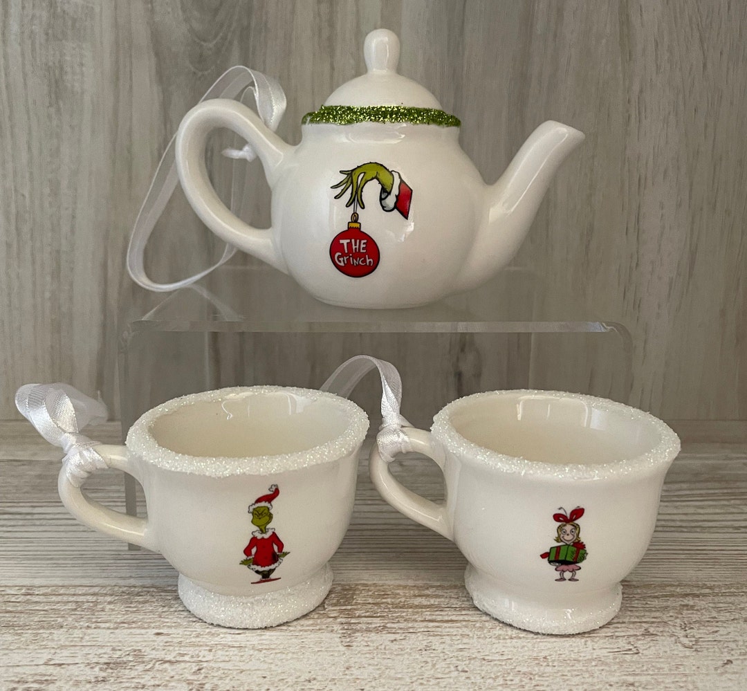 Mini Ceramic Teacup & Teapot Ornaments Featuring the Grinch Max and ...