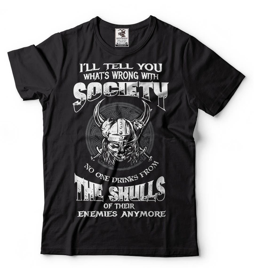 Viking Skull T-shirt Funny Vikings Tee Shirt Valhalla Odin Vikings Tee ...