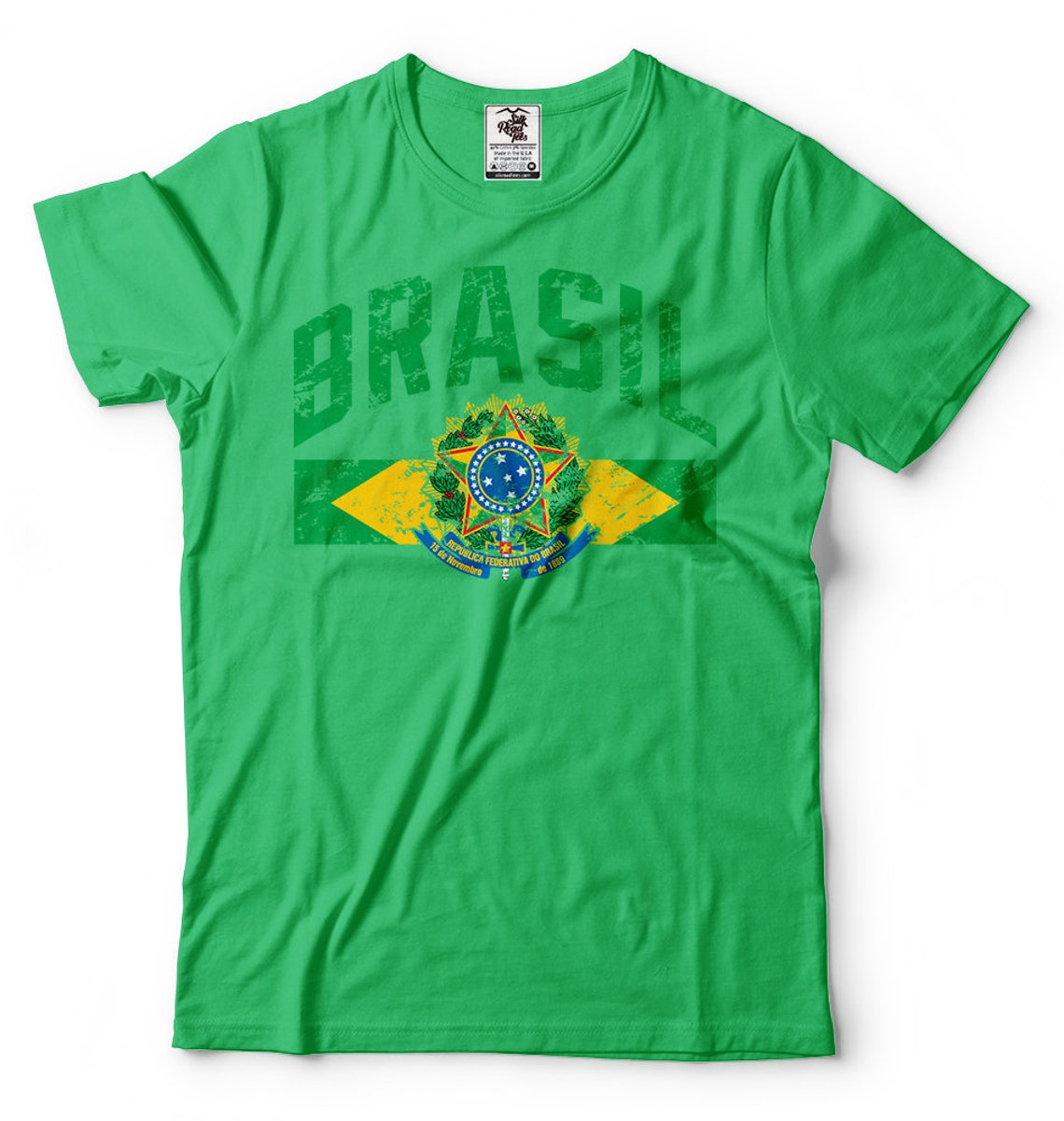 Brasil Mens T-shirt Brazilian Flag National Day Coats of Arms | Etsy
