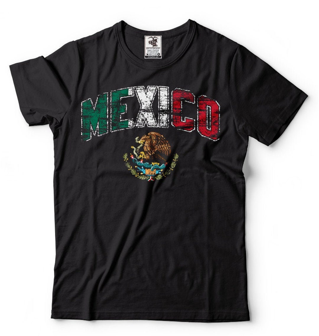 Mexico T-shirt Mexican Heritage Mens Unisex National Flag Eagle Coat of Arms Shirt Mexican Flag ...