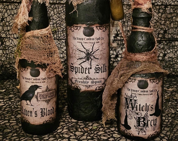Spooky Potion Bottles, Halloween Home Decor, Halloween Decor, Creepy ...