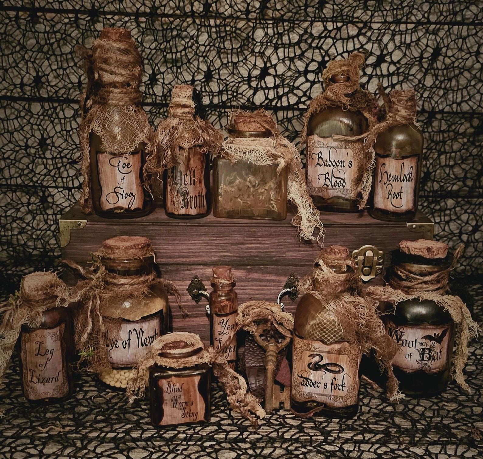 Handmade Witches' Brew Apothecary Chest: Macbeth Potion Bottles ...