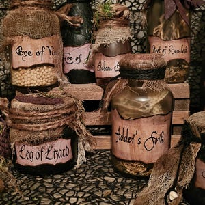 The Witches' Brew Potion Bottles, Apothecary, Halloween Home Decor ...