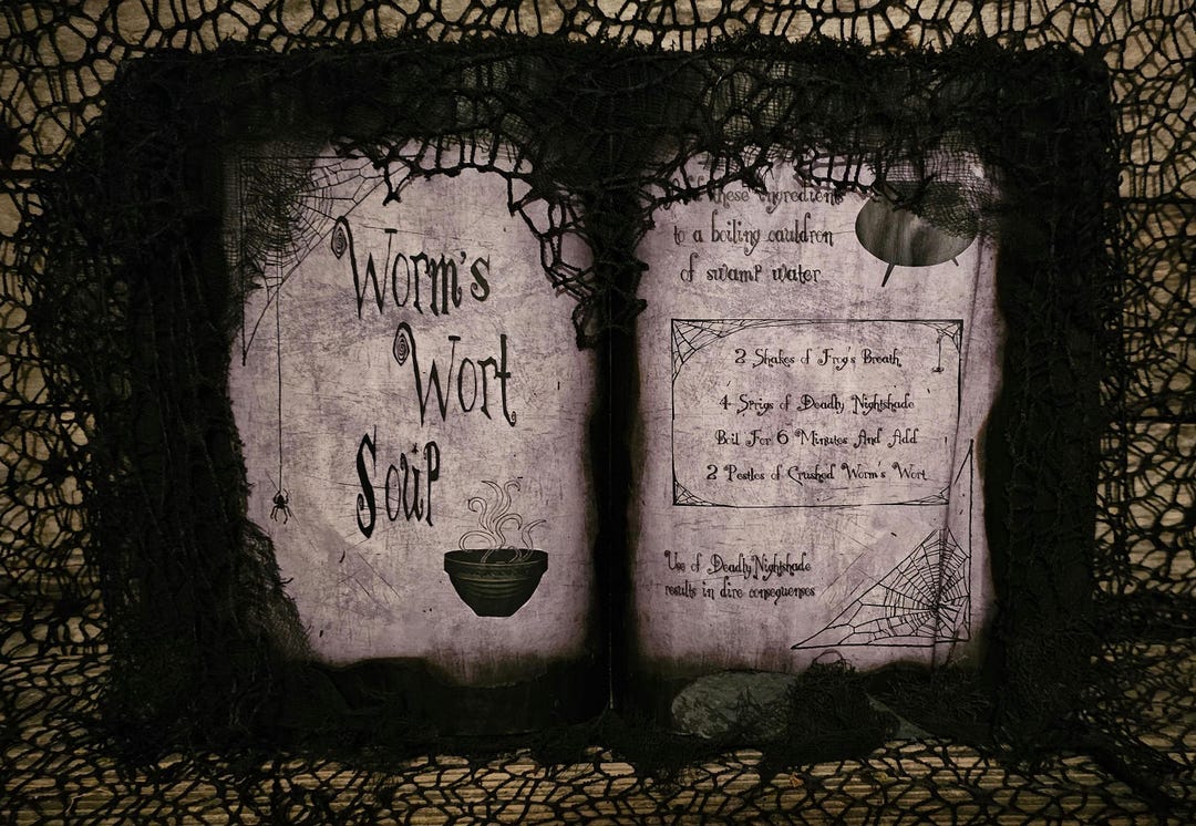 Nightmare Before Christmas Inspired Worm's Wort Soup Spell Book ...