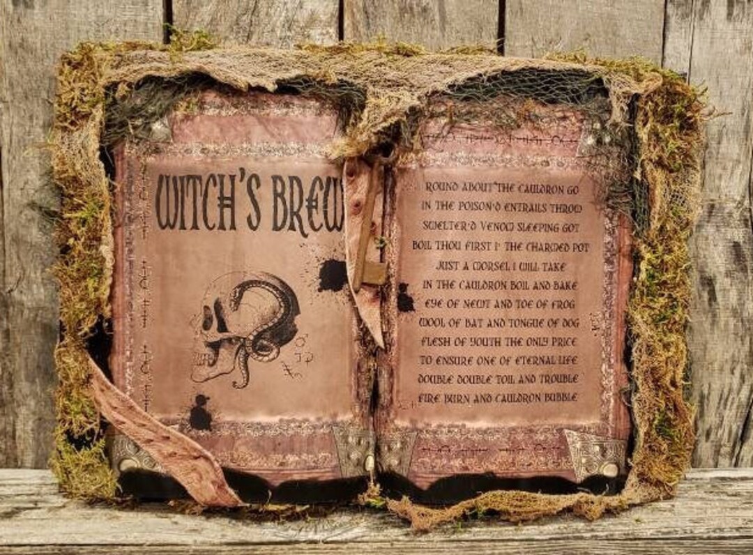 Witch's Brew Spell Book, Halloween Decor, Halloween Party, Witchy Decor ...