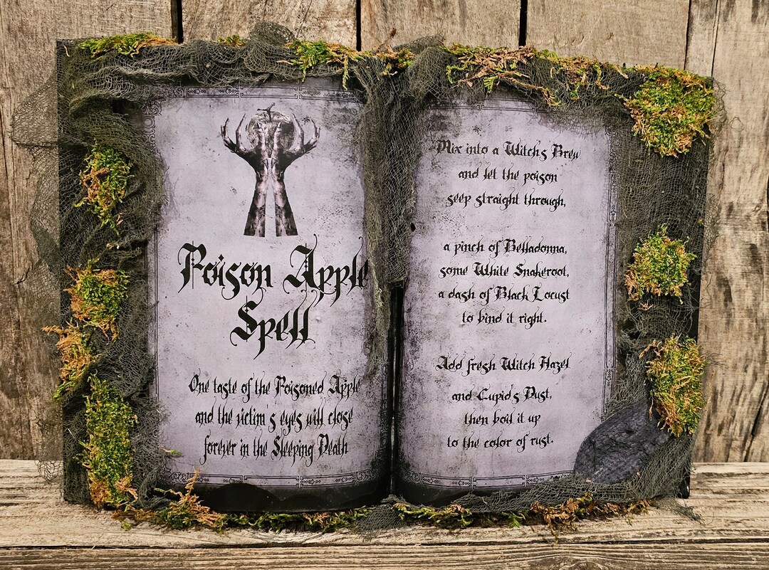 Poison Apple Spell, Handmade Halloween Spell Book, Snow White, Evil ...