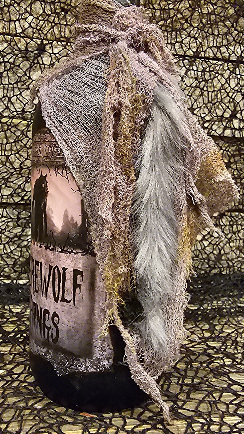 Handmade Halloween Potion Bottle: Werewolf Fangs Decor - Etsy