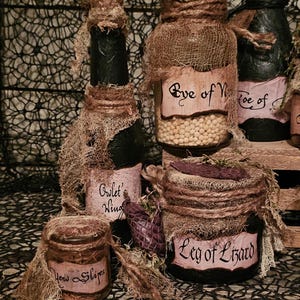 The Witches' Brew Potion Bottles, Apothecary, Halloween Home Decor ...