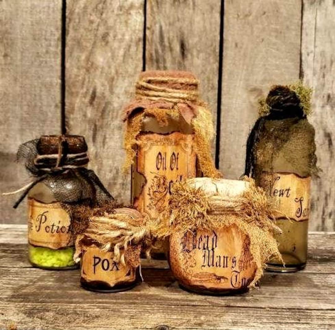 Hocus Pocus Apothecary, Potion Bottle Set, Halloween Decor, Hocus Pocus ...