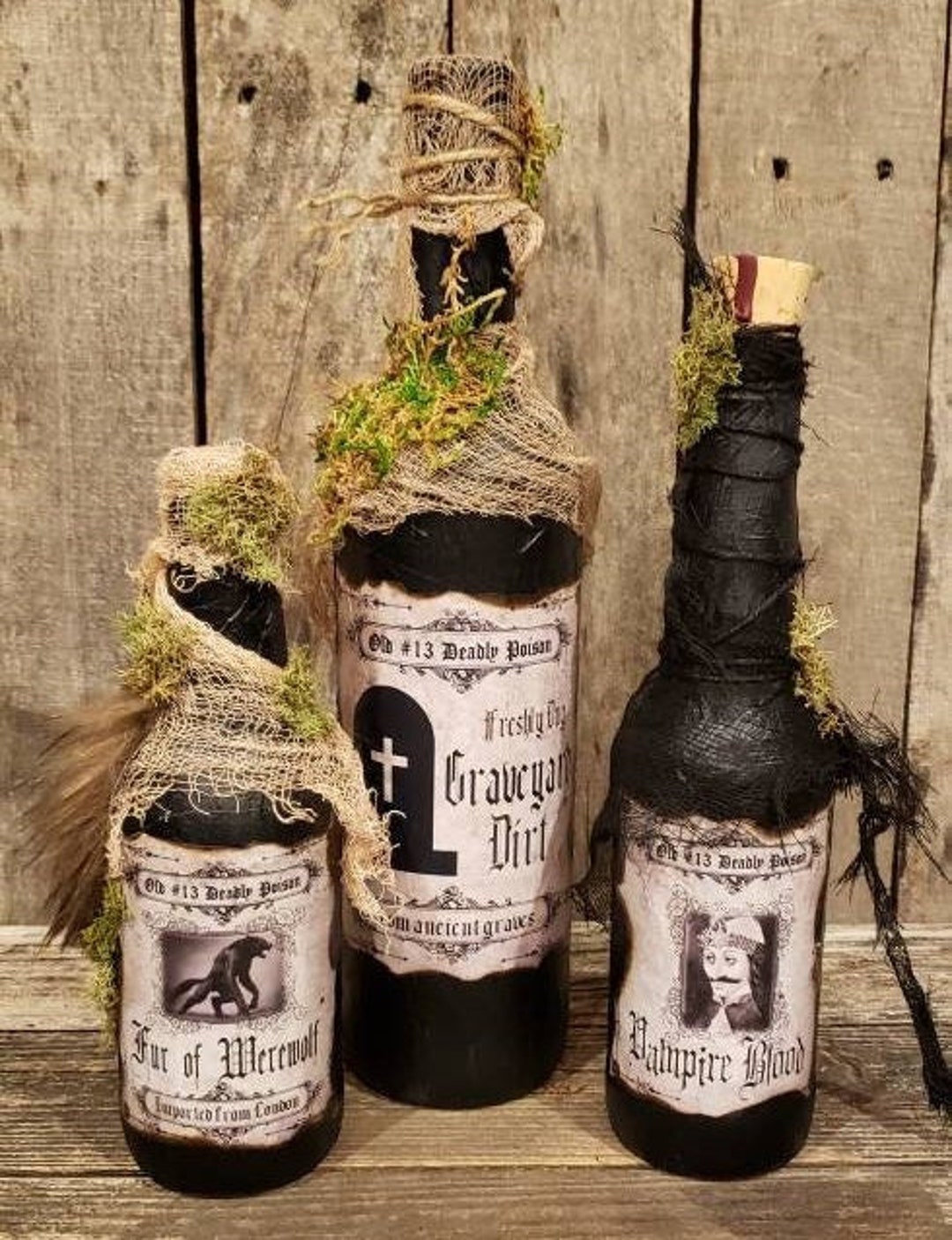 Potion Bottle Set, Large Potion Bottles, Halloween Decor, Halloween ...