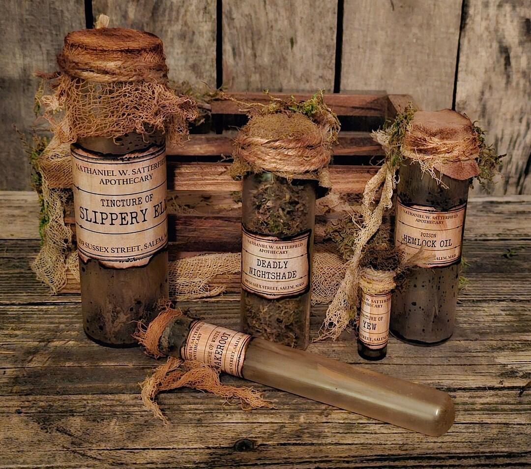 Apothecary Set in Wooden Crate, Halloween Decorations, Halloween Decor ...