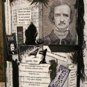Edgar Allan Poe Collage Decor, Halloween, Poe, Mixed Media, Collage Art ...