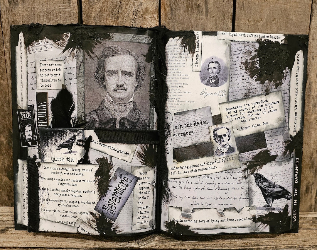 Edgar Allan Poe Collage Decor, Halloween, Poe, Mixed Media, Collage Art ...