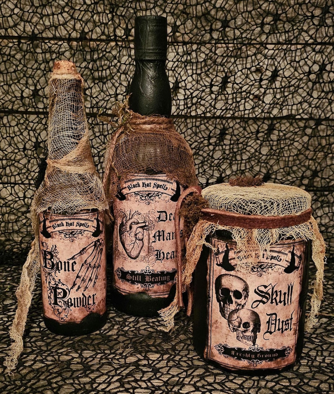 Spooky Potion Bottles: Handmade Halloween Witch Decor Set - Etsy