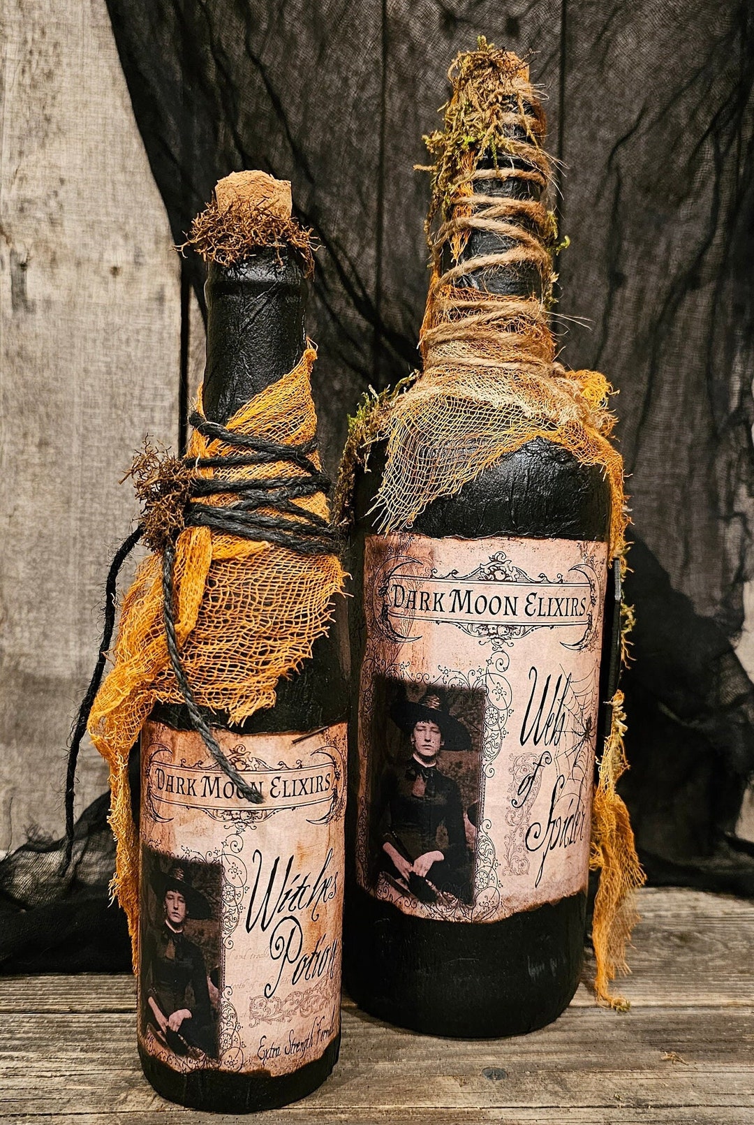 Handmade Halloween Potion Bottle Set: Web of Spider, Witches Potion - Etsy