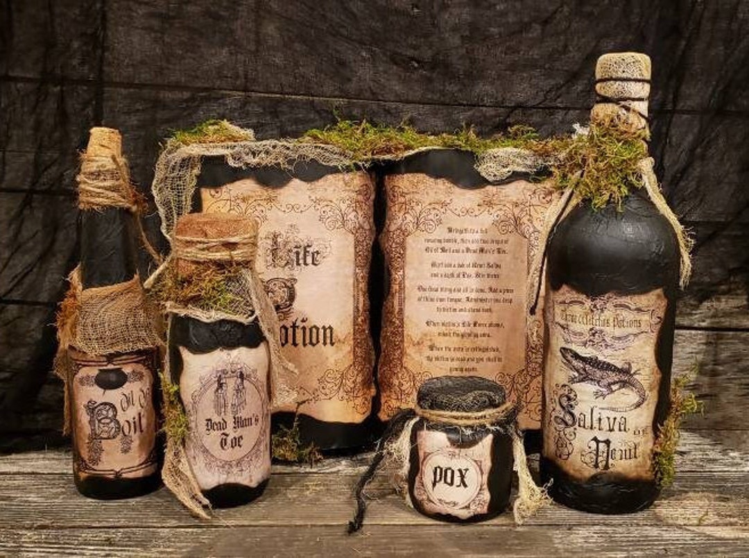 Hocus Pocus Inspired Spell Book and Potion Bottle Set, Life Potion ...