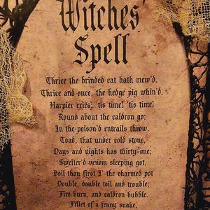 The Witches' Spell, Halloween Spell Book, Halloween Decor, Shakespeare ...