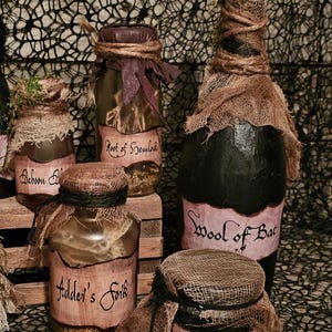The Witches' Brew Potion Bottles, Apothecary, Halloween Home Decor ...