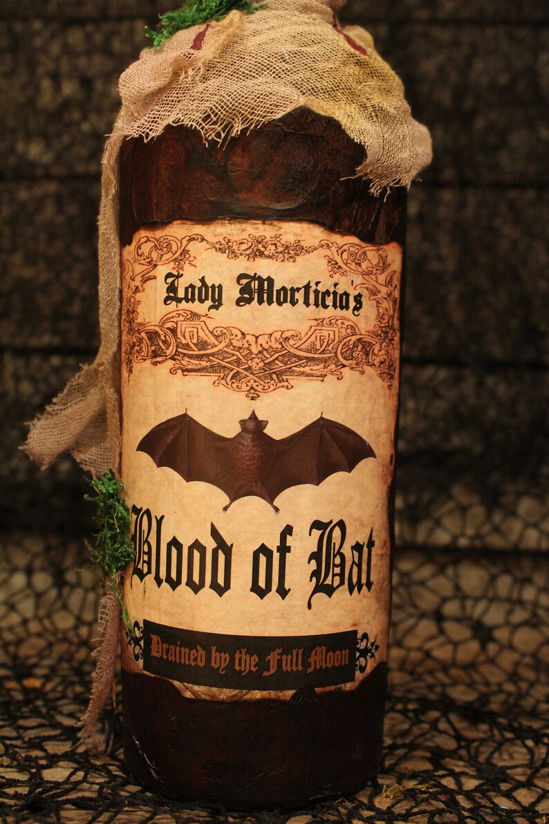 Halloween Potion Bottle, Lady Morticia's Blood of Bat, Halloween ...