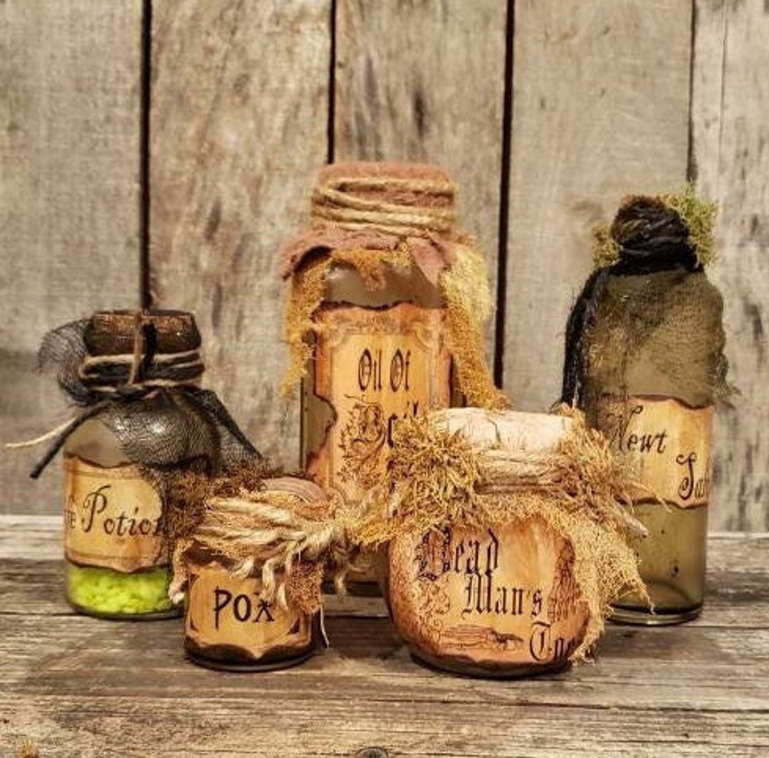 Hocus Pocus Apothecary, Potion Bottle Set, Halloween Decor, Hocus Pocus ...