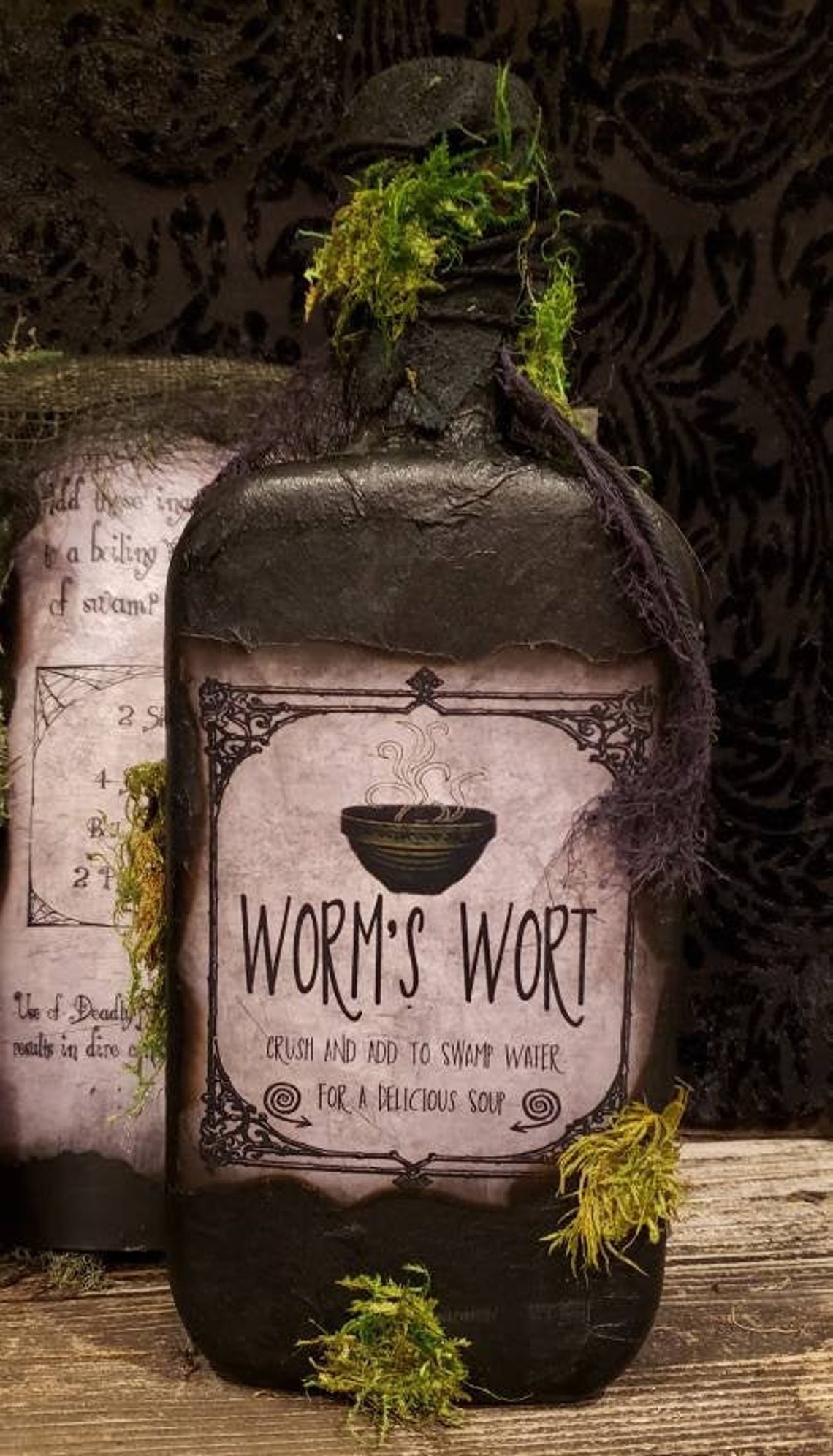 Worm's Wort Soup Spell Book and Potion Bottle Set | Etsy
