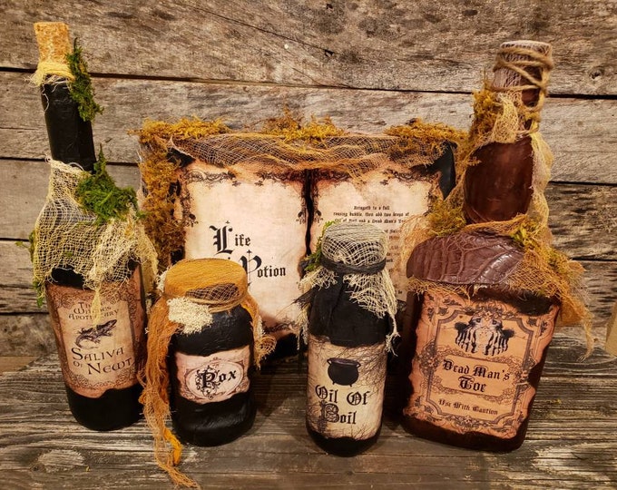 Hocus Pocus Inspired Spell Book and Potion Bottle Set, Life Potion ...