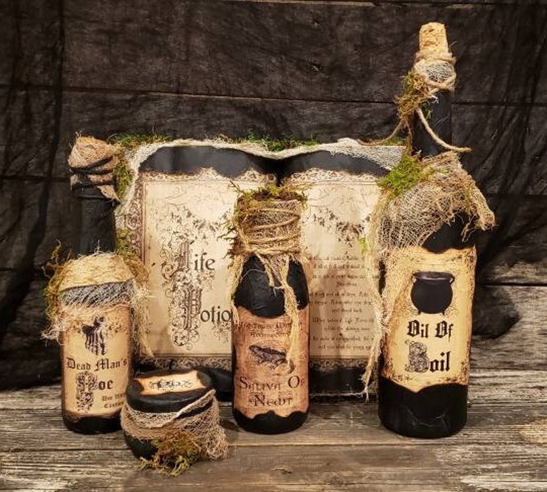 Life Potion, Hocus Pocus Inspired Spell Book and Potion Bottle Set ...