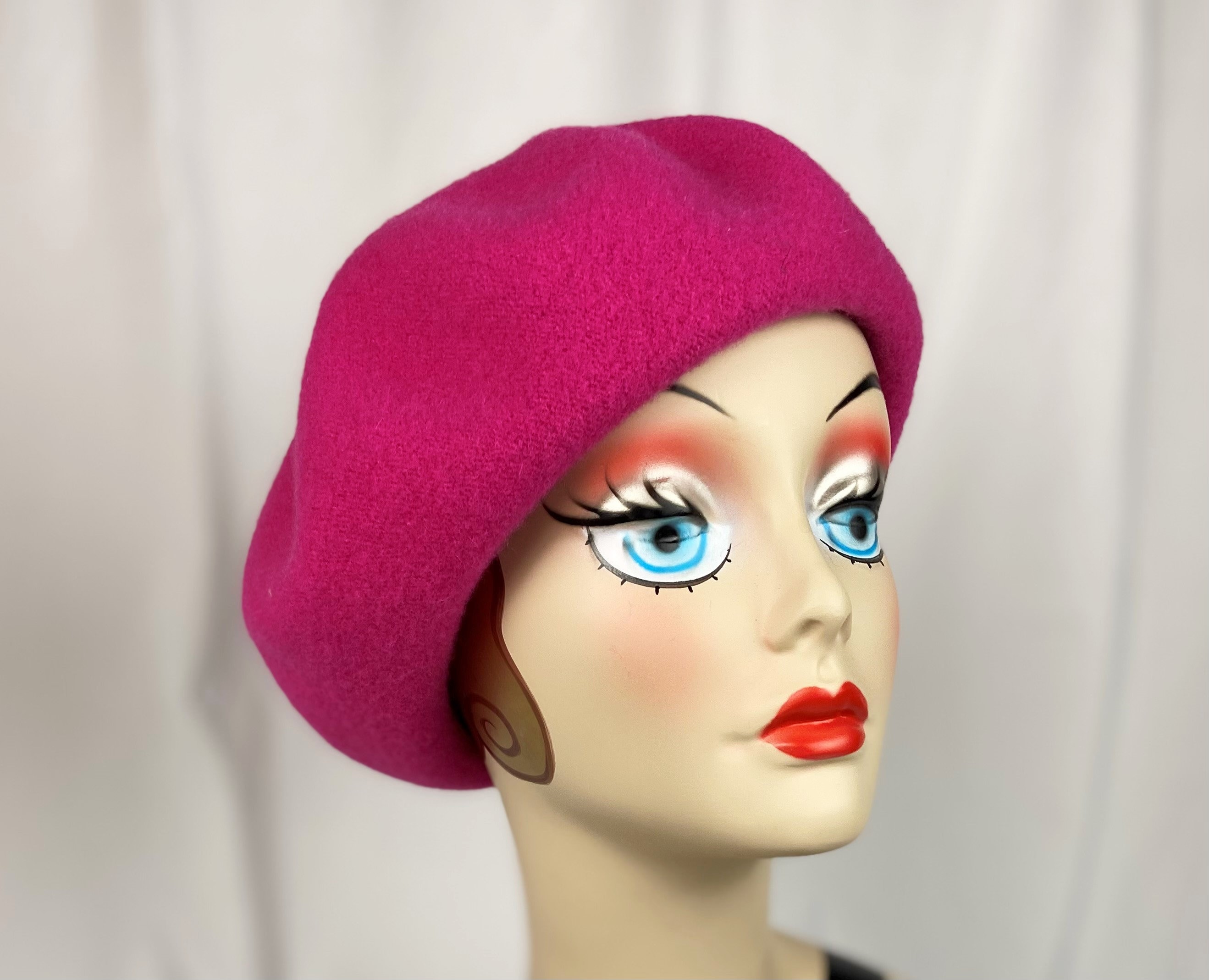 Wool Beret Hot Pink Hand Blocked Partially Lined - Etsy