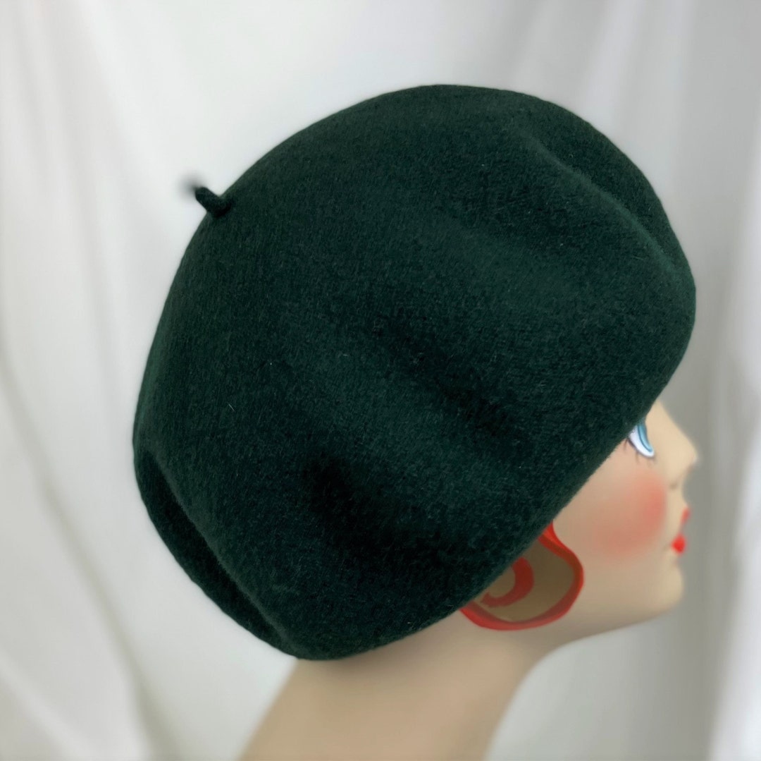 Dark Green Wool French Beret, Handblocked, Wool Tam - Etsy