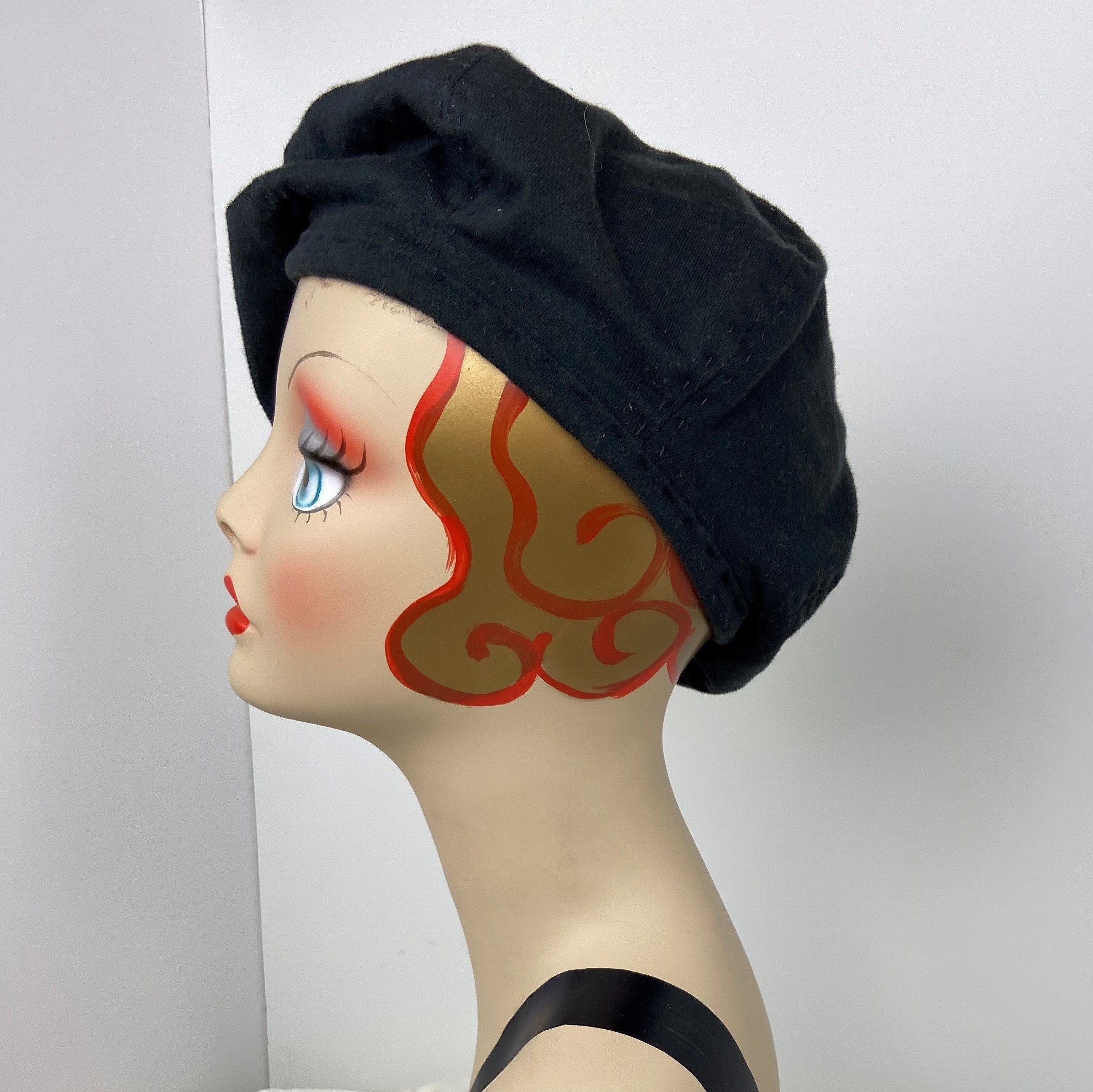 Black Organic Cotton Knit Over sized Beret