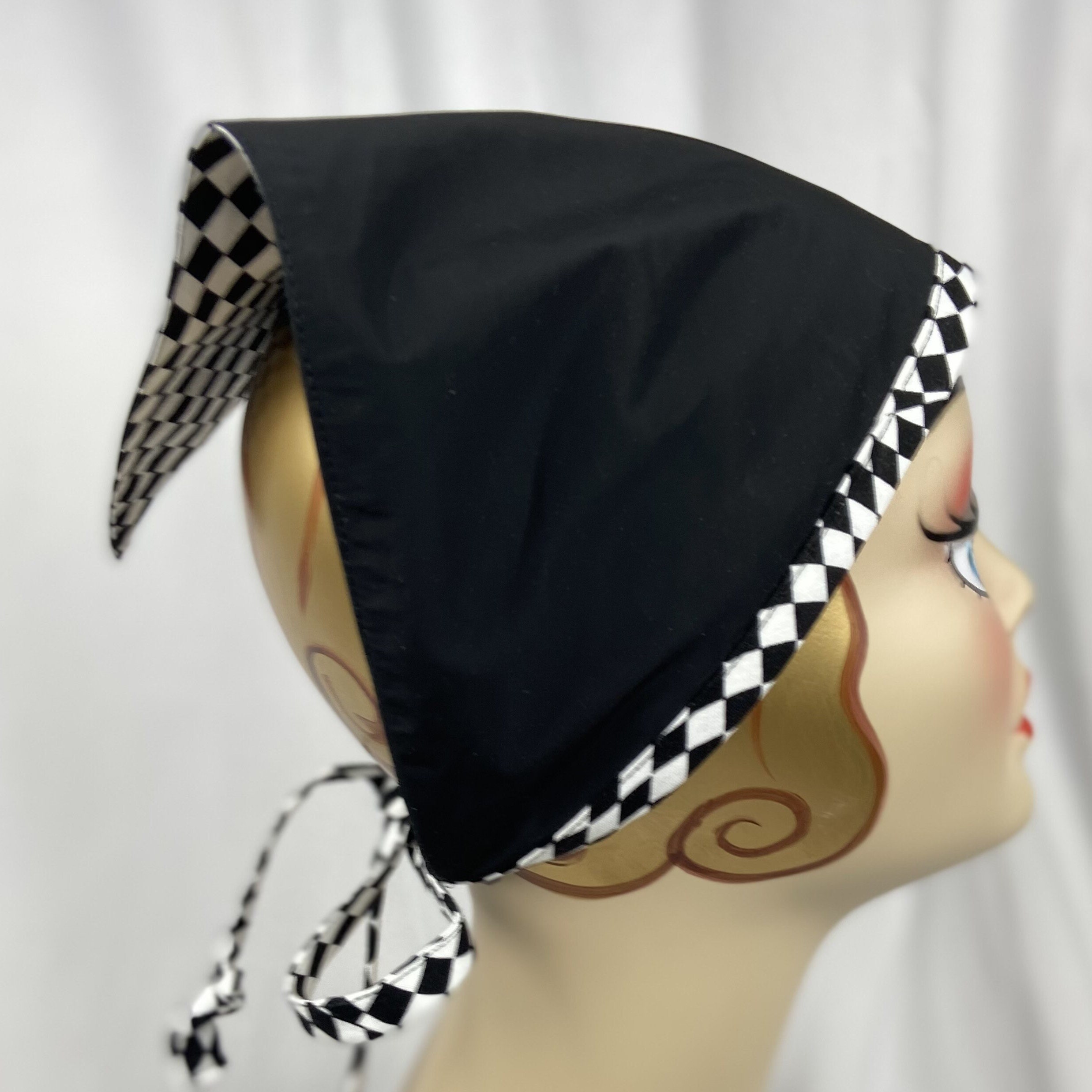 Rain Scarf, Black, Black and White Check Reverse, Handmade - Etsy