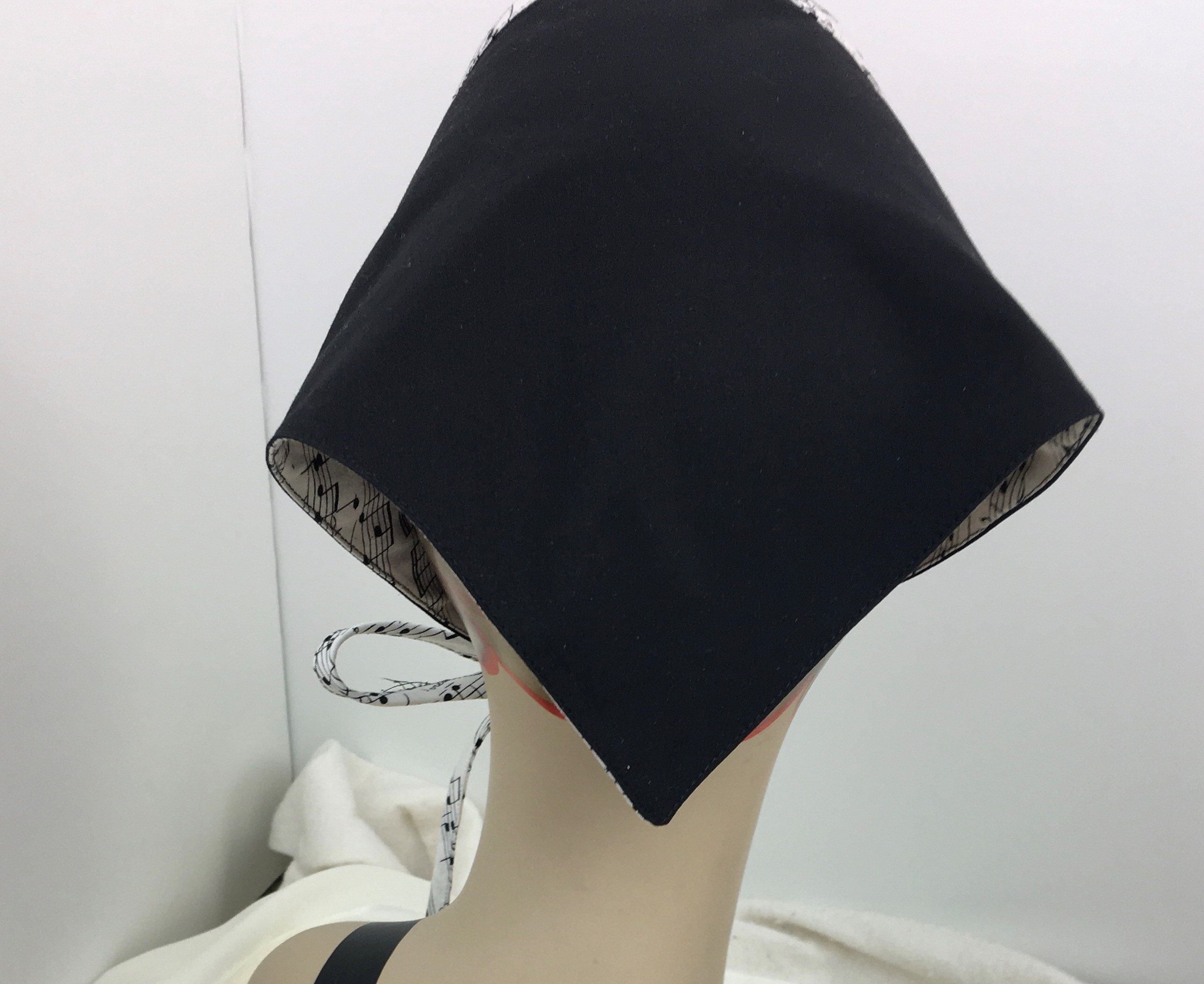 Head Scarf Triangle Rain Repellent Black Back and White Music ...