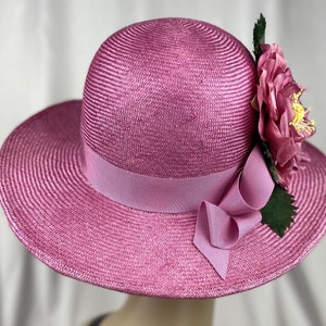 Formal Hot Pink Parasisal Straw Hat, Handmade Millinery, Wedding ...