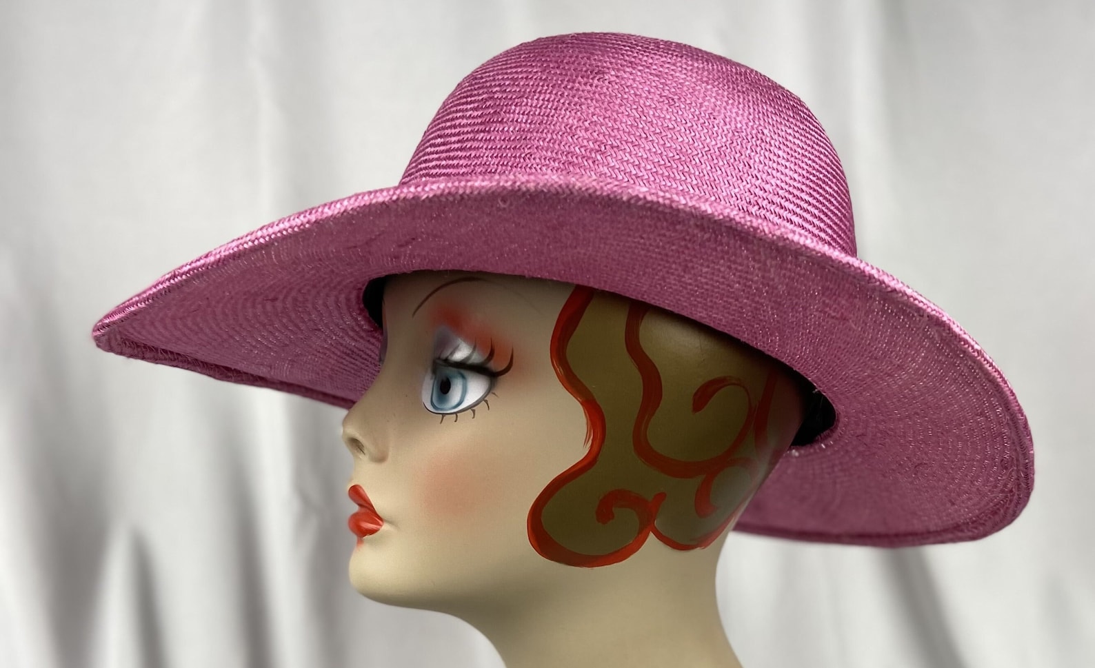 Formal Hot Pink Parasisal Straw Hat, Handmade Millinery, Wedding ...