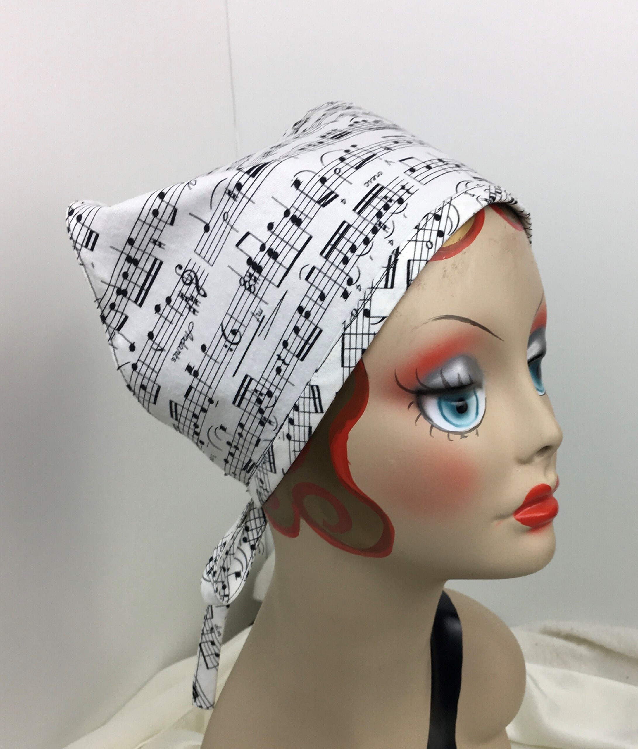 Head Scarf Triangle Rain Repellent Black Back and White Music ...